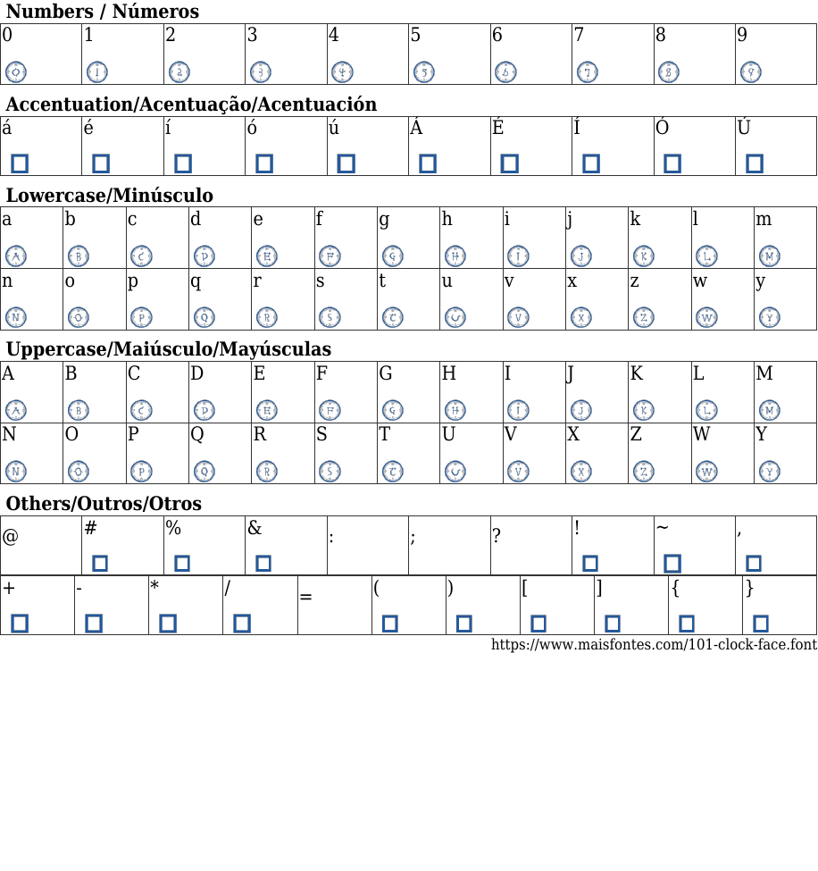 101 Clock Face: Free Font Download | MaisFontes