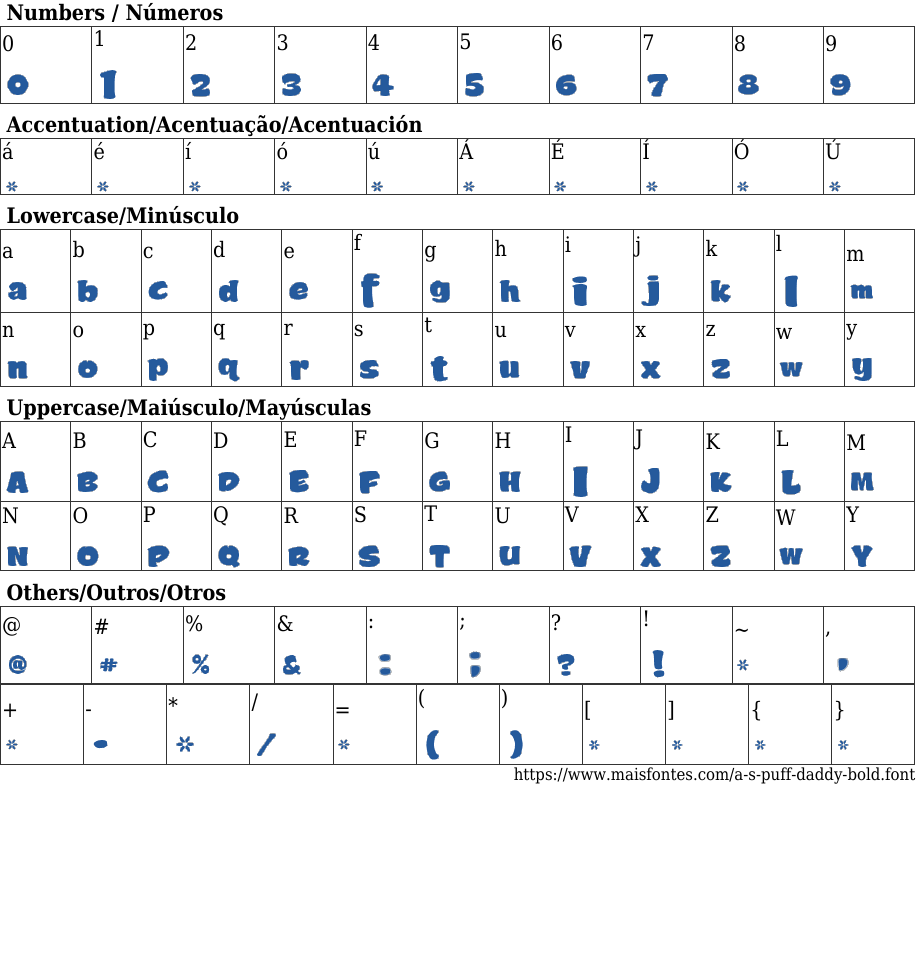 A S Puff Daddy Bold Font: Free Download | MaisFontes