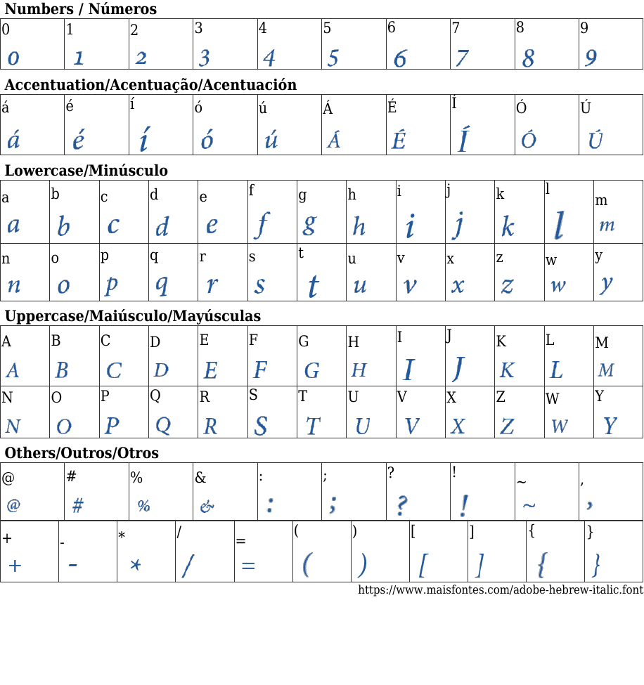 Adobe Hebrew Italic: Free Font Download | MaisFontes