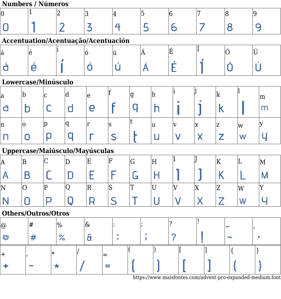 Advent Pro Expanded Medium: Free Font Download | MaisFontes