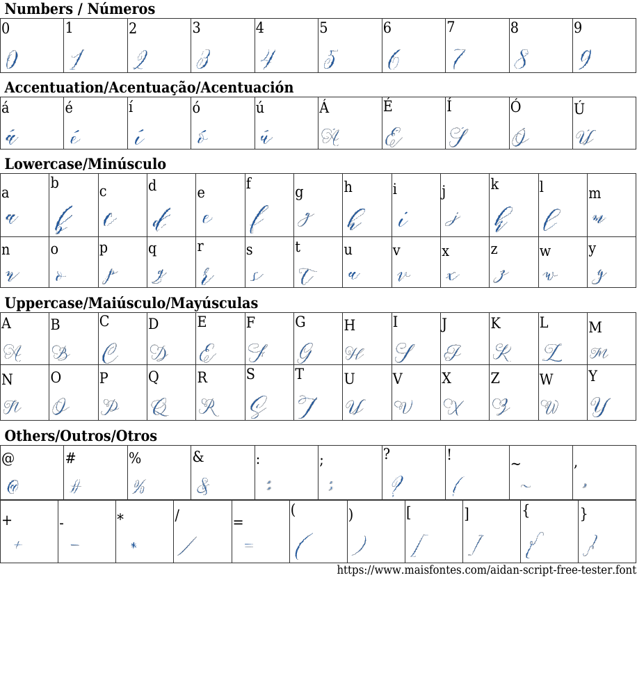 Aidan Script Tester Font: Free Download | MaisFontes