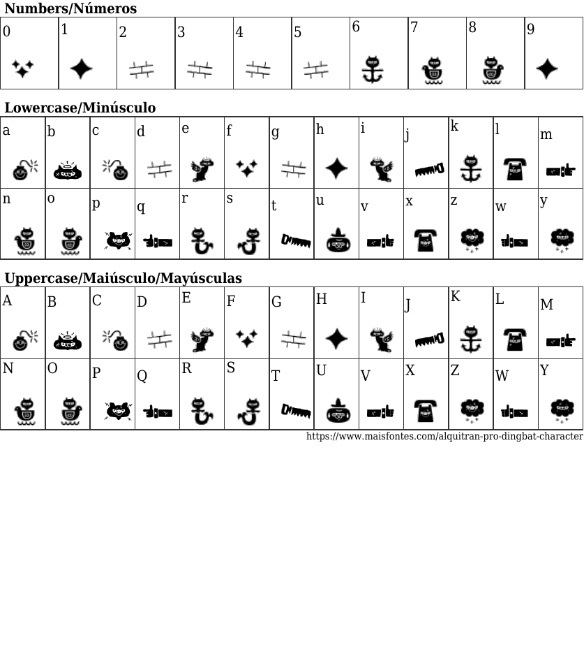 Alquitran Pro Dingbat Character: Free Font Download | MaisFontes