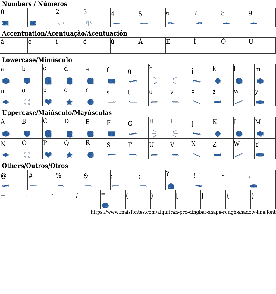 Alquitran Pro Dingbat Shape Rough Shadow Line: Free Font Download ...
