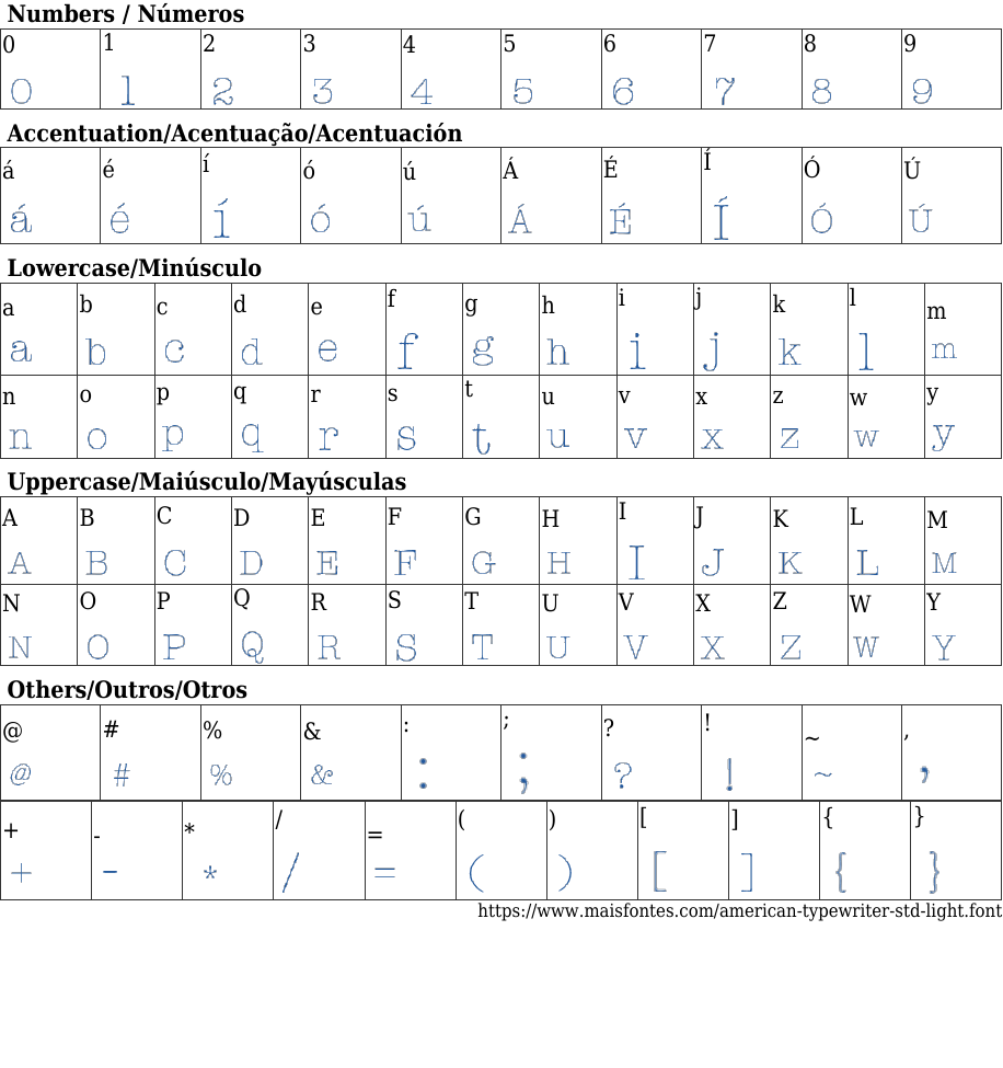 American Typewriter Std Light Font: Free Download | MaisFontes
