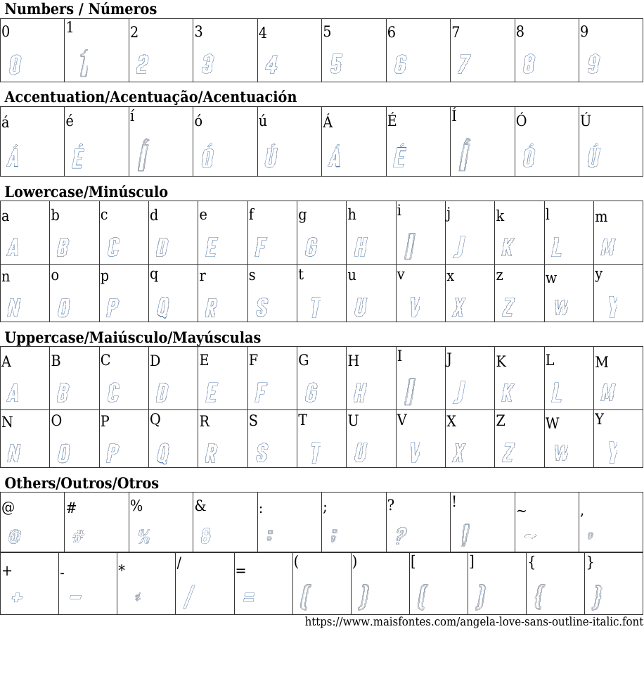 Angela Love Sans Outline Italic: Free Font Download | MaisFontes