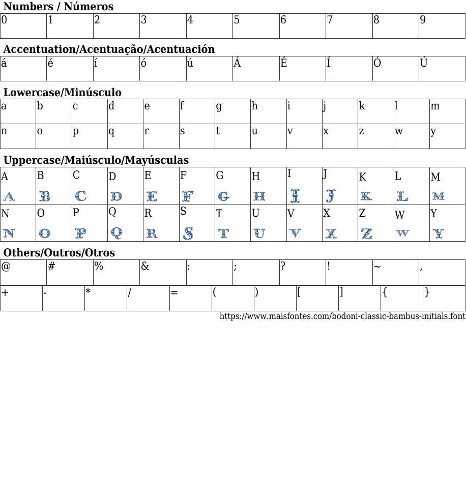 BODONI CLASSIC BAMBUS INITIALS: Free Font Download | MaisFontes