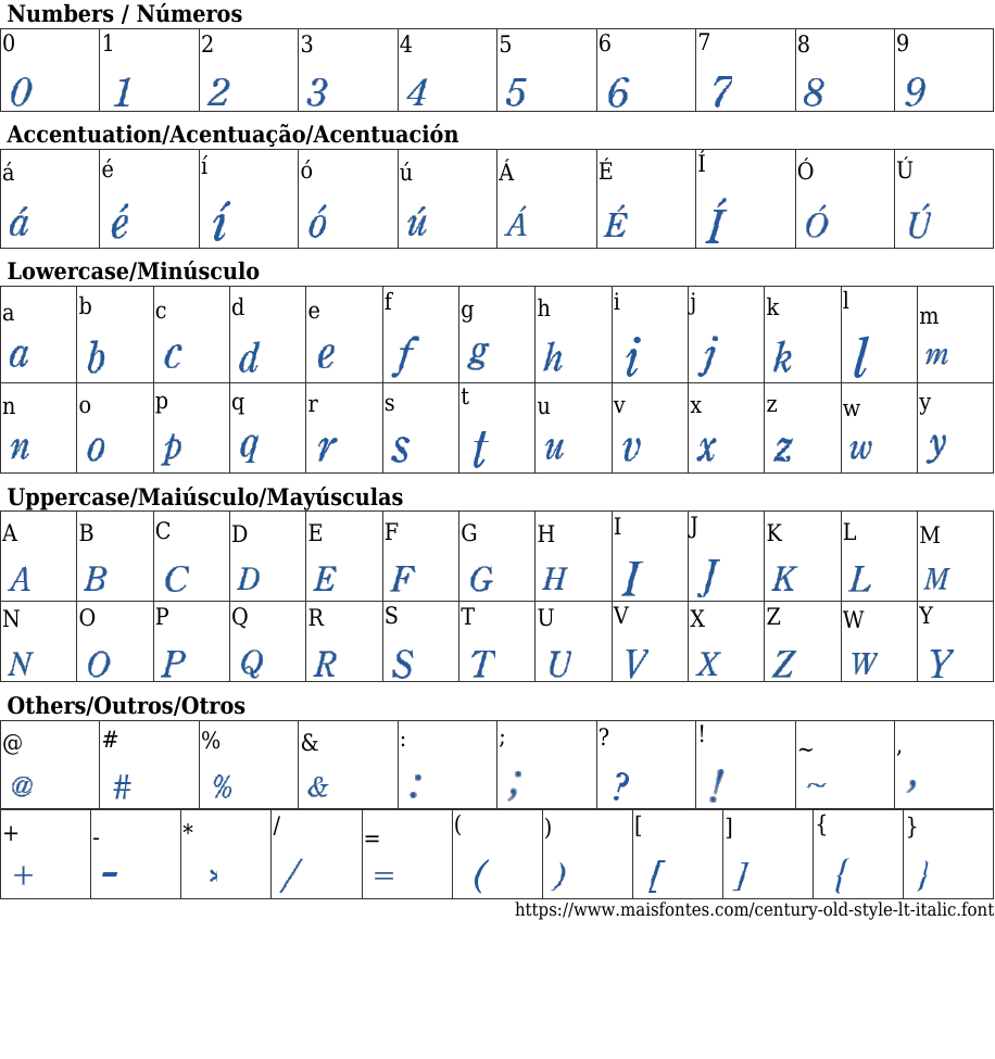 Century Old Style LT Italic：無料フォントをダウンロード | MaisFontes
