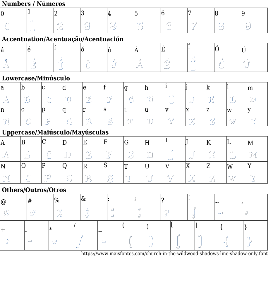 Church in the Wildwood Shadows Line Shadow Only: Free Font Download ...