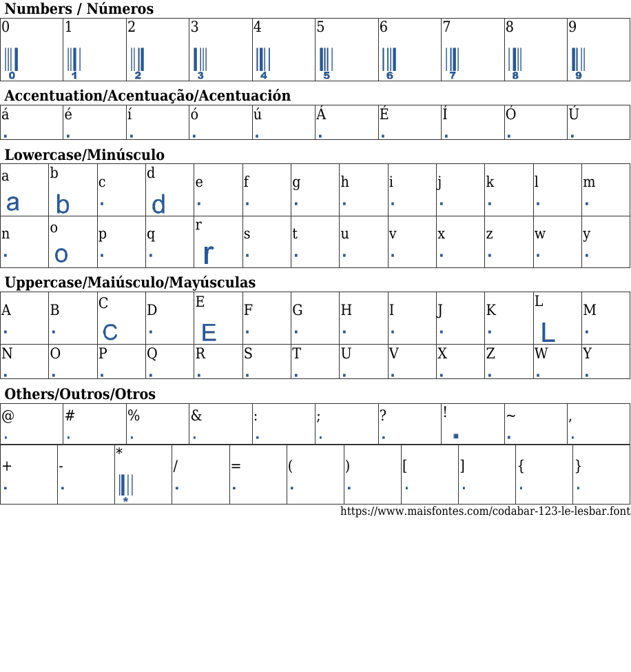 Codabar 123 LE lesbar: Baixar Fonte Grátis | MaisFontes