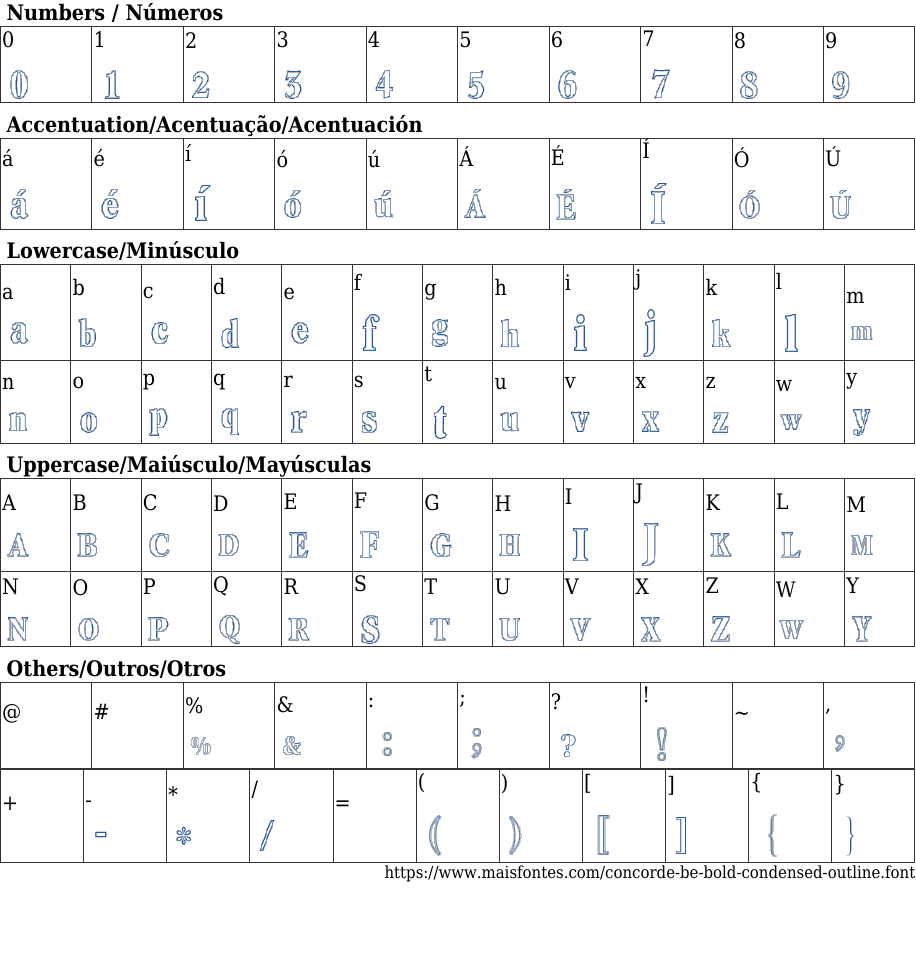 Concorde BE Bold Condensed Outline: Free Font Download | MaisFontes