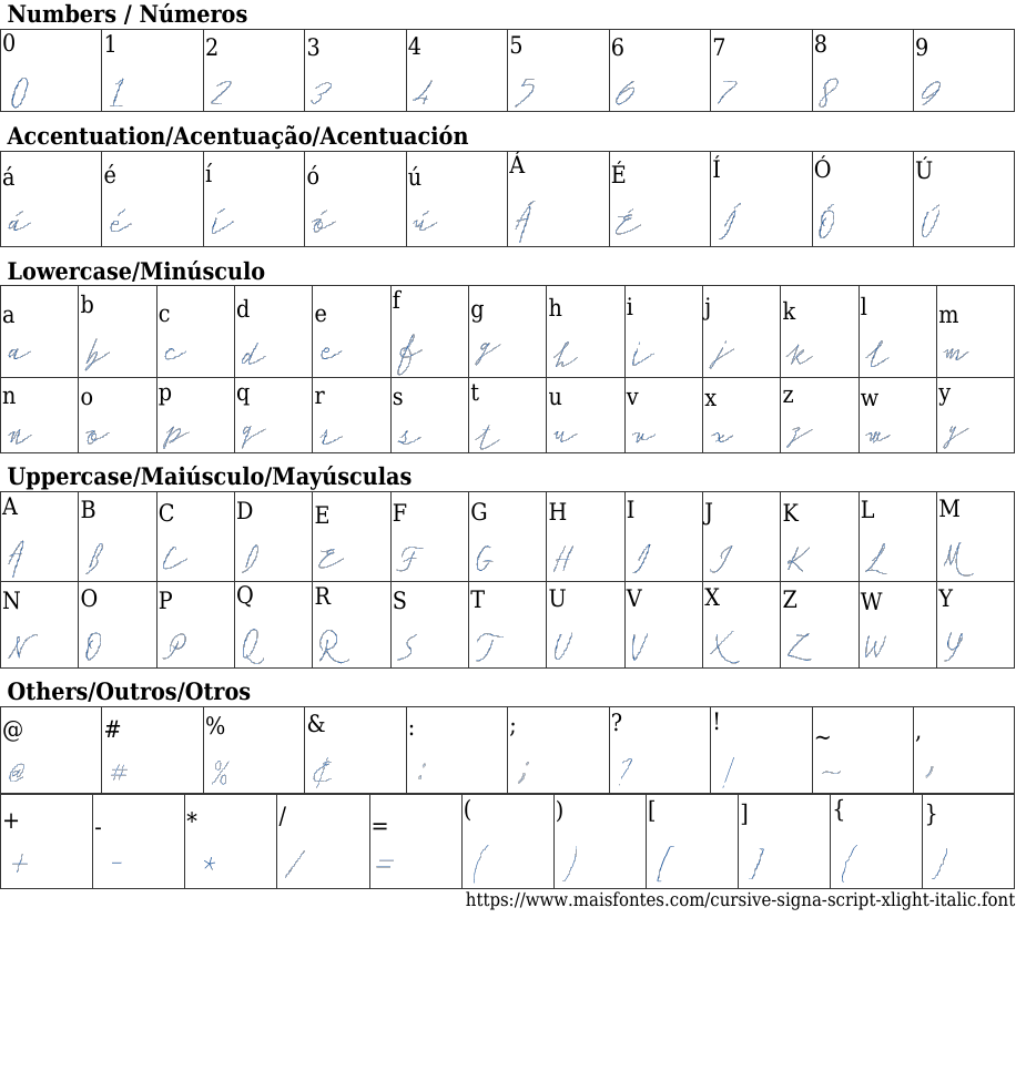 Cursive Signa Script XLight Italic Font: Free Download | MaisFontes