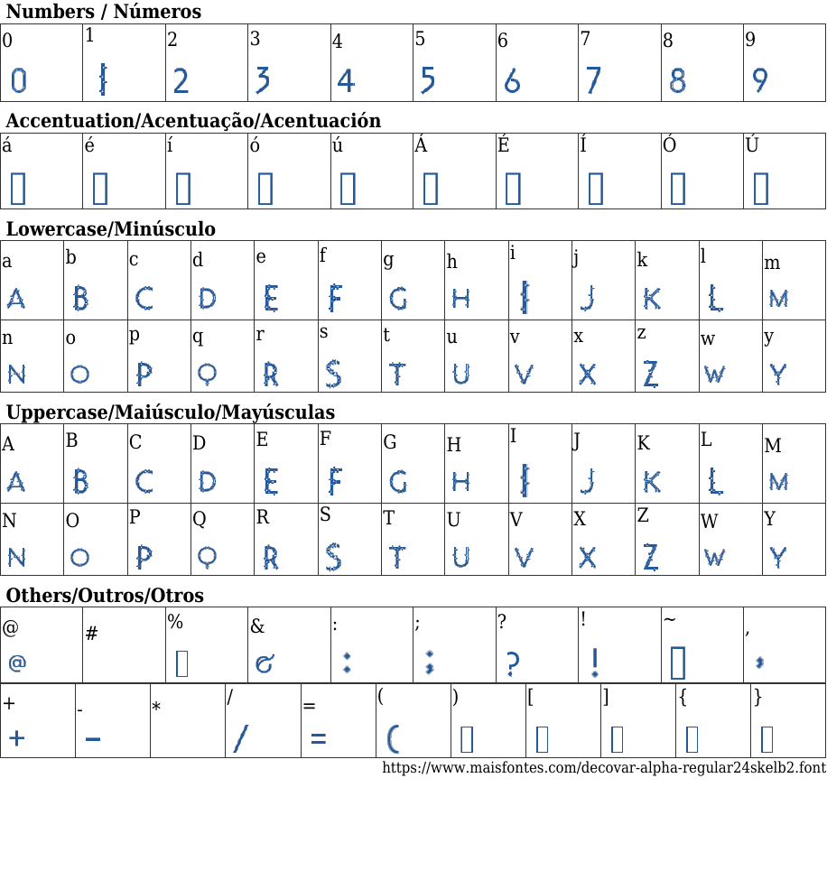 Decovar Alpha Regular 24 Skel B2: Free Font Download | MaisFontes