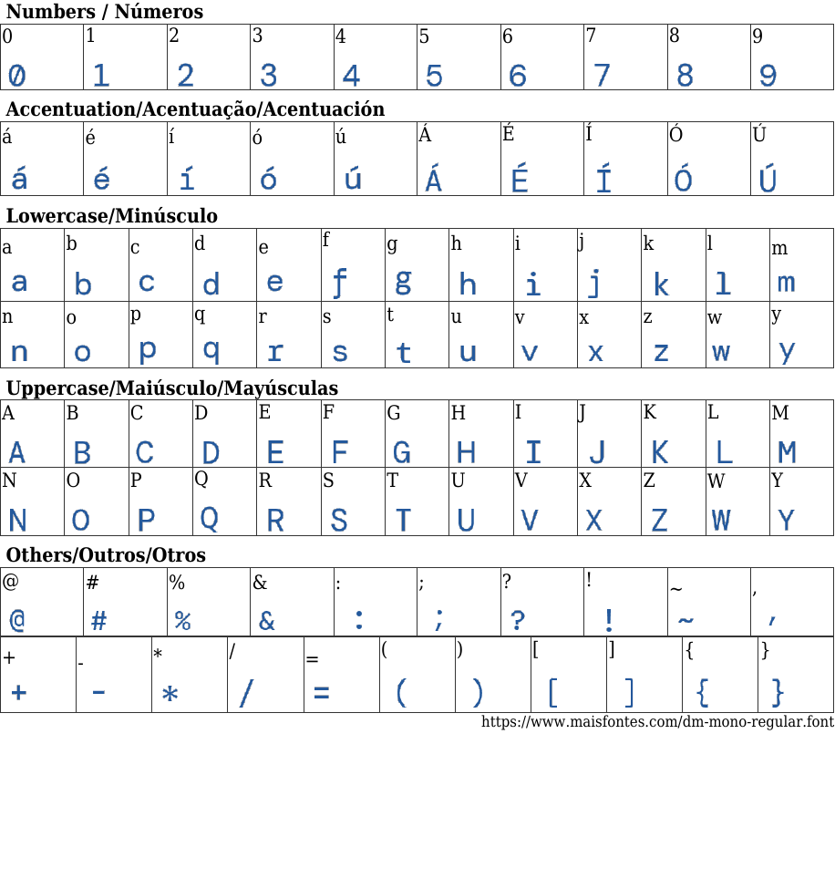 DM Mono Regular：免费字体下载 | MaisFontes