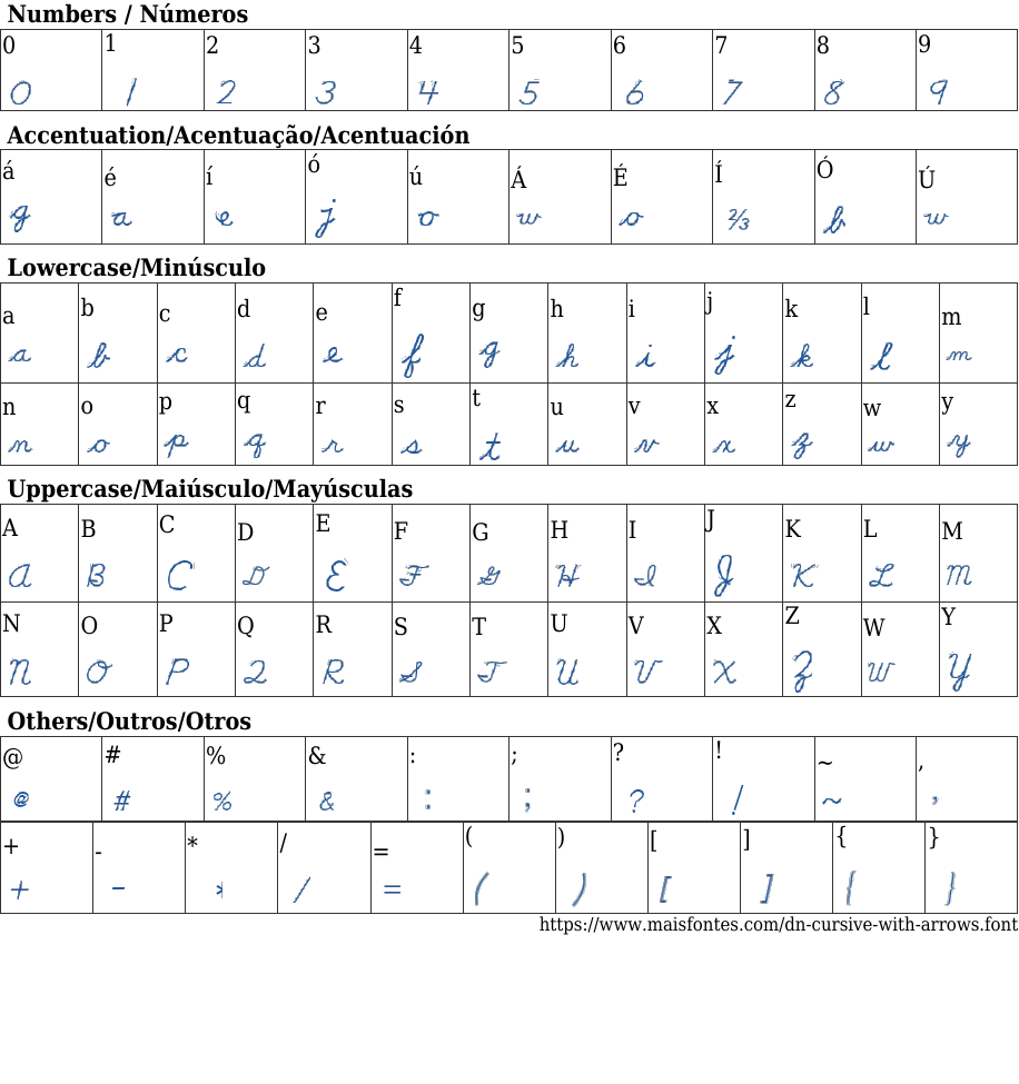 Dnealian Cursive with Arrows: Free Font Download | MaisFontes
