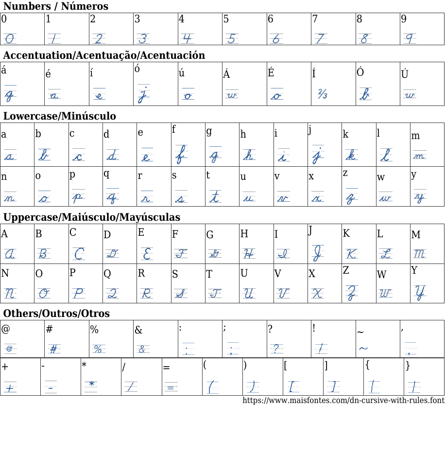 Dnealian Cursive with Rules Font: Free Download | MaisFontes