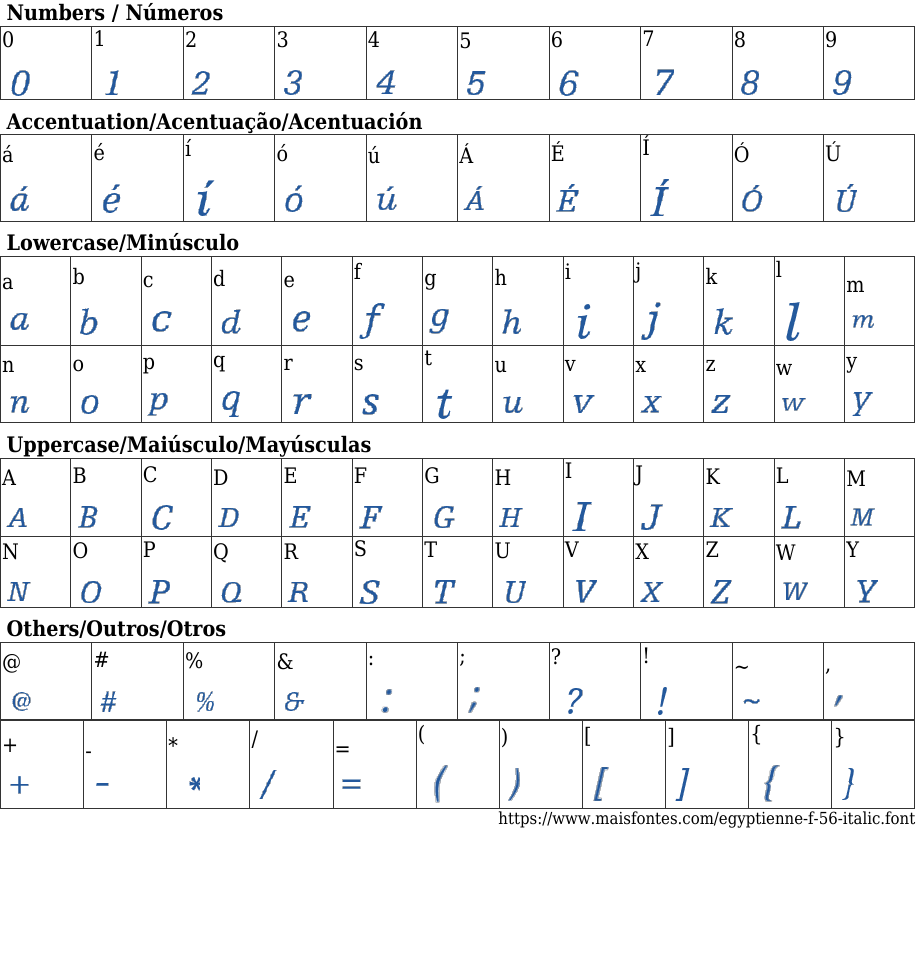 Egyptienne F 56 Italic: Free Font Download | MaisFontes