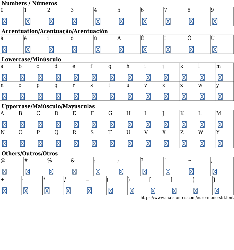 Euro Mono Std: Free Font Download | MaisFontes