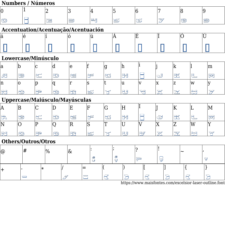 Excelsior Laser Outline: Free Font Download | MaisFontes