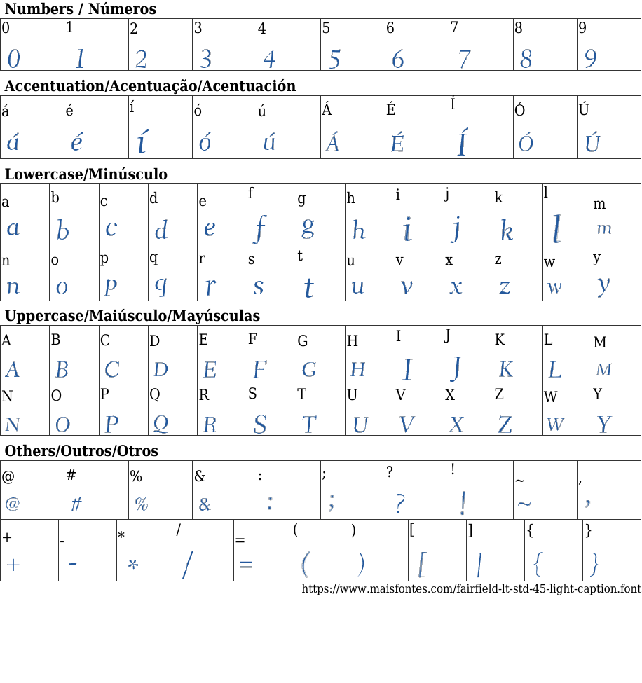 Fairfield LT Std 45 Light Caption: Free Font Download | MaisFontes