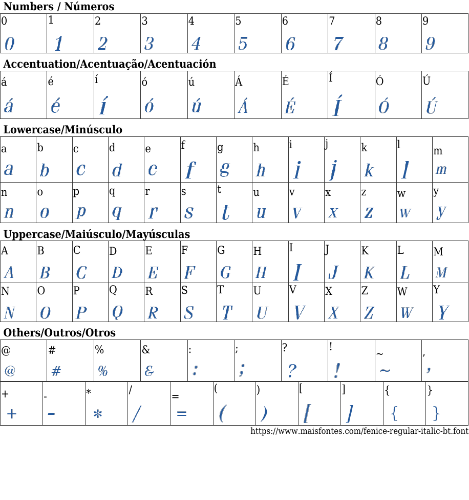 Fenice Regular Italic BT: Free Font Download | MaisFontes