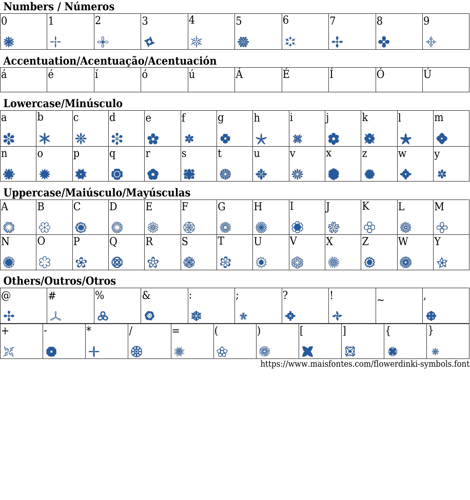Flowerdinki Symbols: Free Font Download | MaisFontes