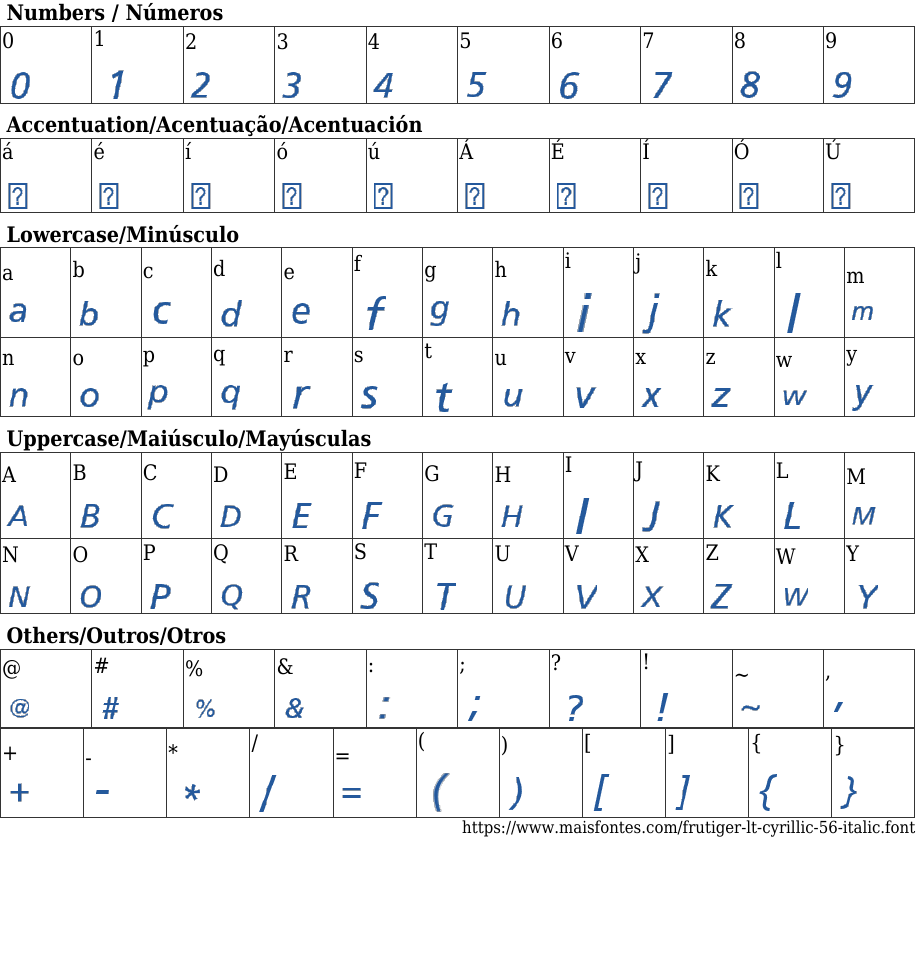 Frutiger LT Cyrillic 56 Italic: Free Font Download | MaisFontes
