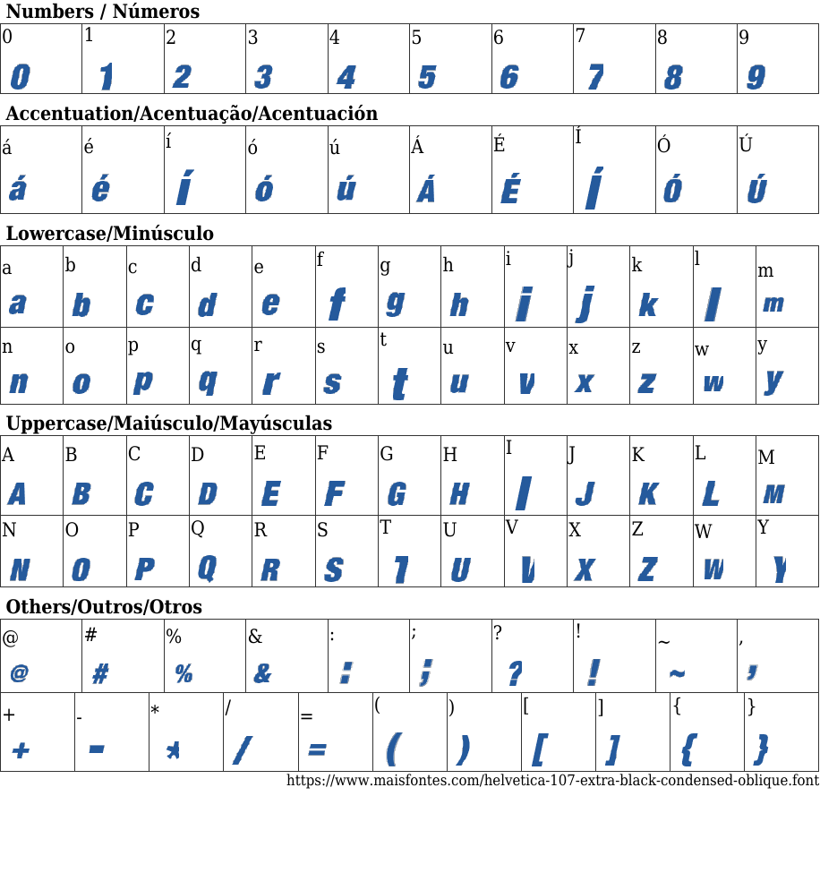 Helvetica 107 Condensed ExtraBlack Oblique Font: Free Download | MaisFontes