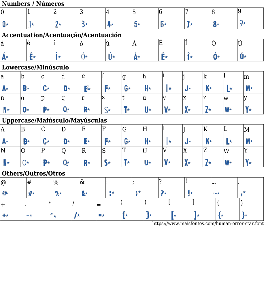 Human Error Star: Free Font Download | MaisFontes