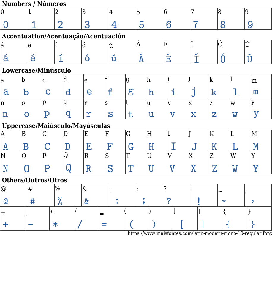 Latin Modern Mono 10 Regular: Free Font Download | MaisFontes