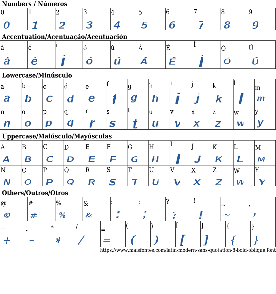 Latin Modern Sans Quotation 8 Bold Oblique Font: Free Download | MaisFontes