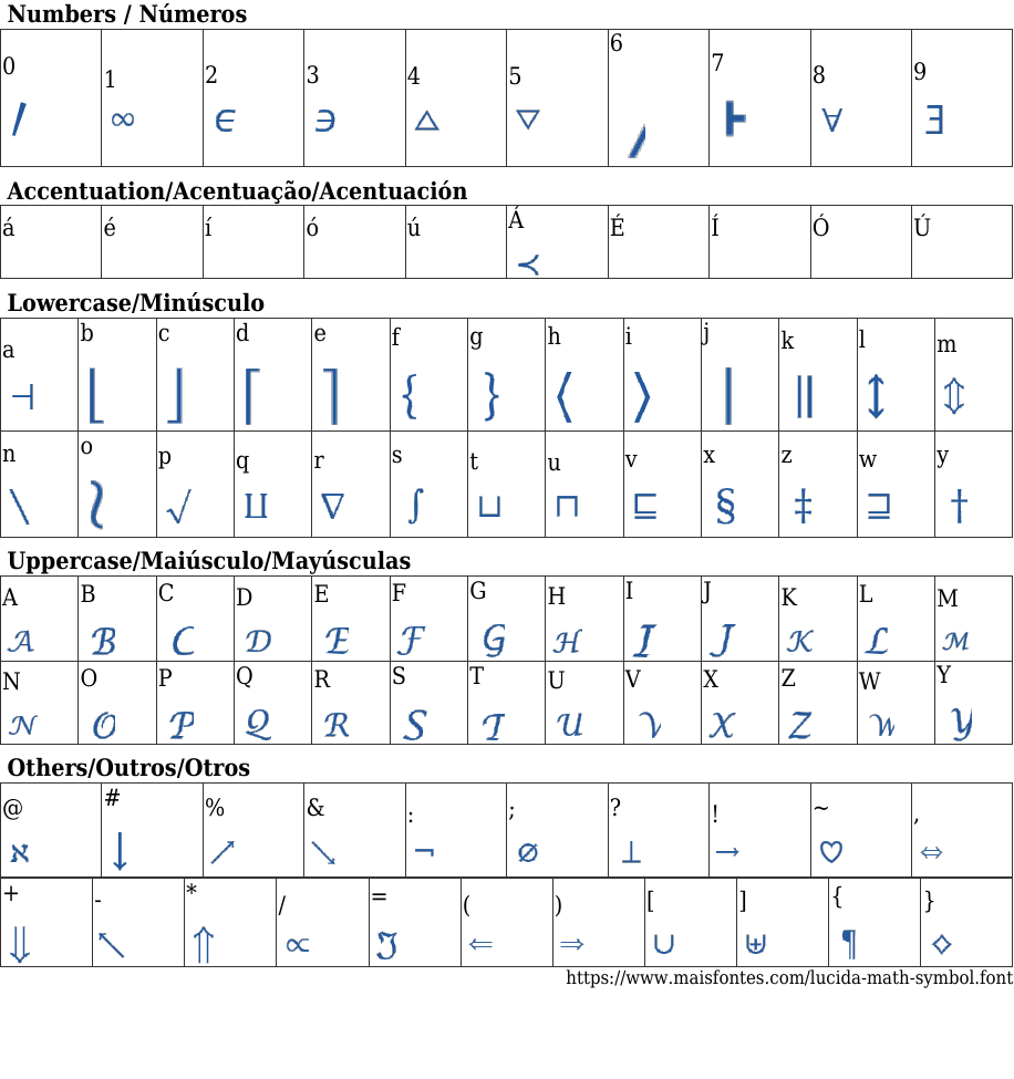 LUCIDA MATH SYMBOL: Free Font Download | MaisFontes