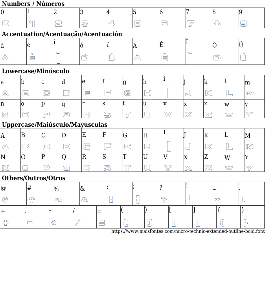 Micro Technic Extended Outline Bold: Free Font Download | MaisFontes