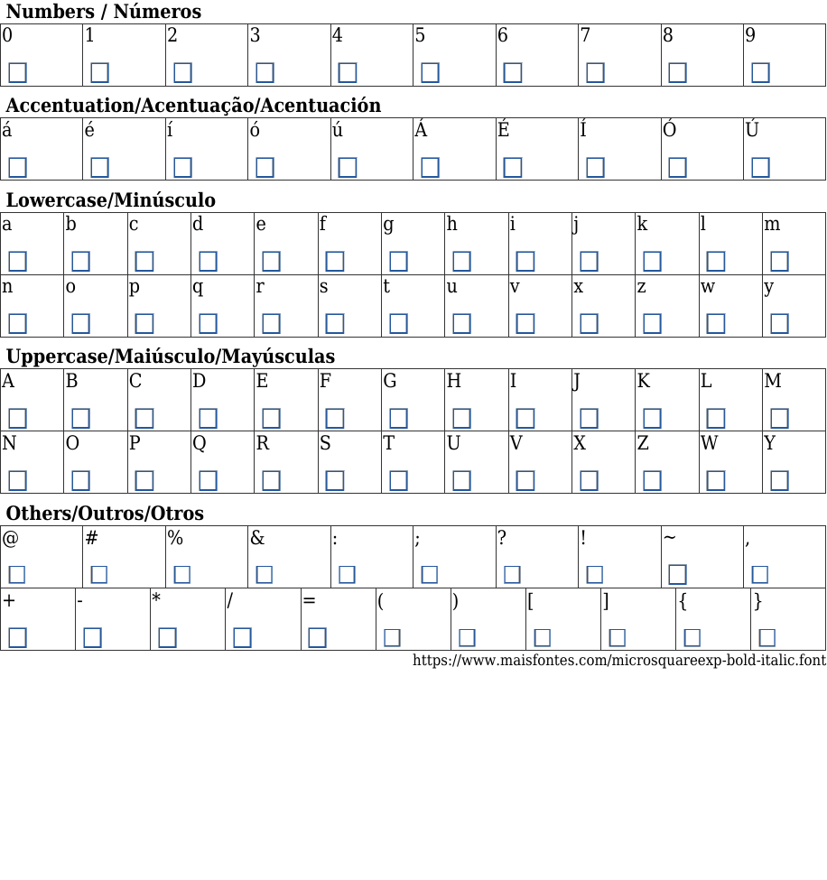 Micro Square Expanded Bold Italic: Free Font Download | MaisFontes