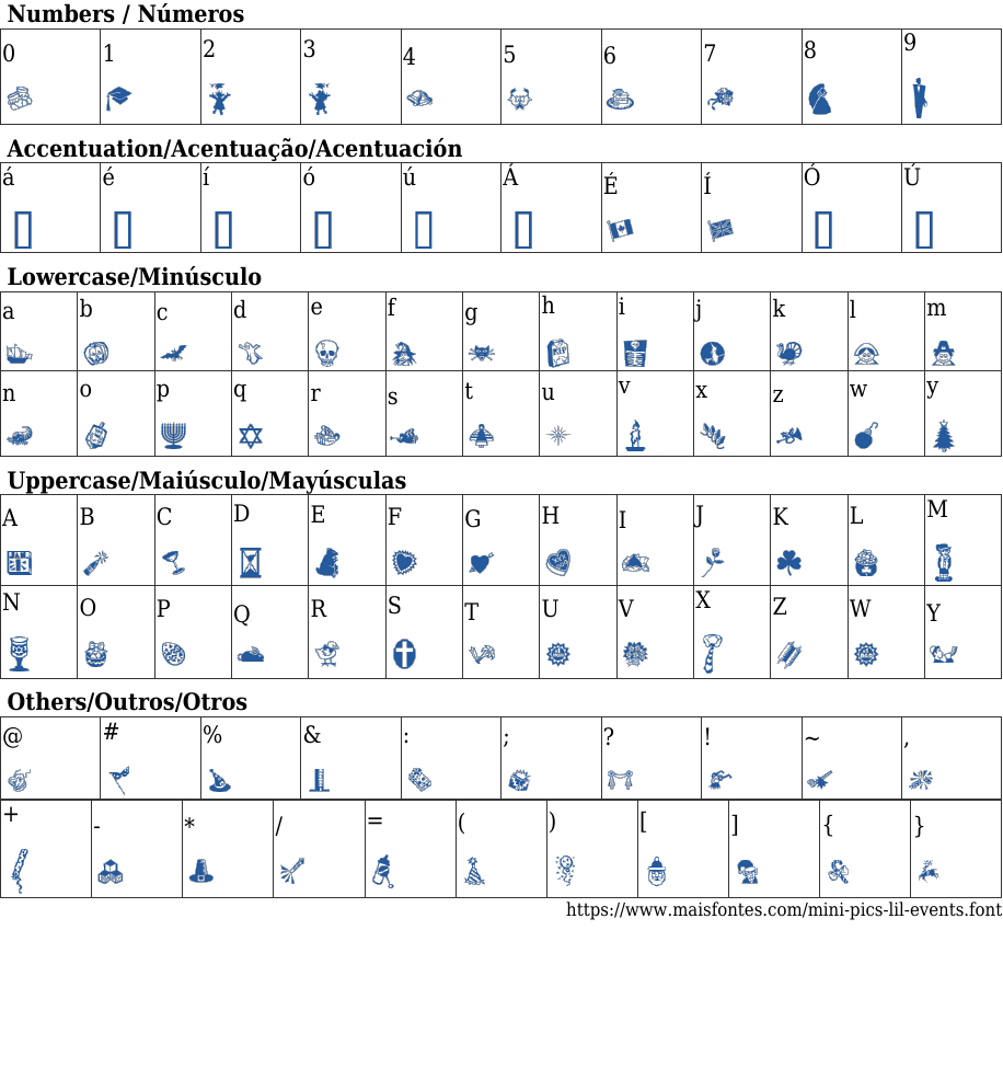 Mini Pics Lil Events: Free Font Download | MaisFontes