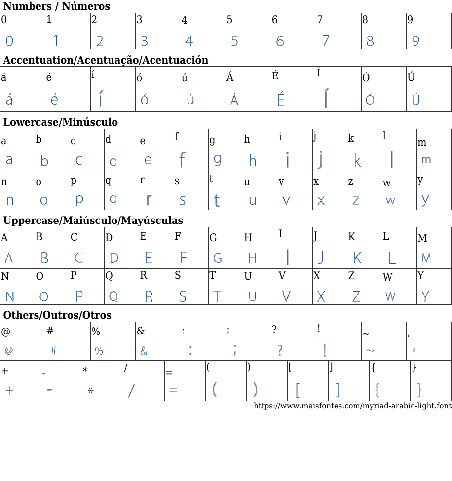 Myriad Arabic Light: Free Font Download | MaisFontes