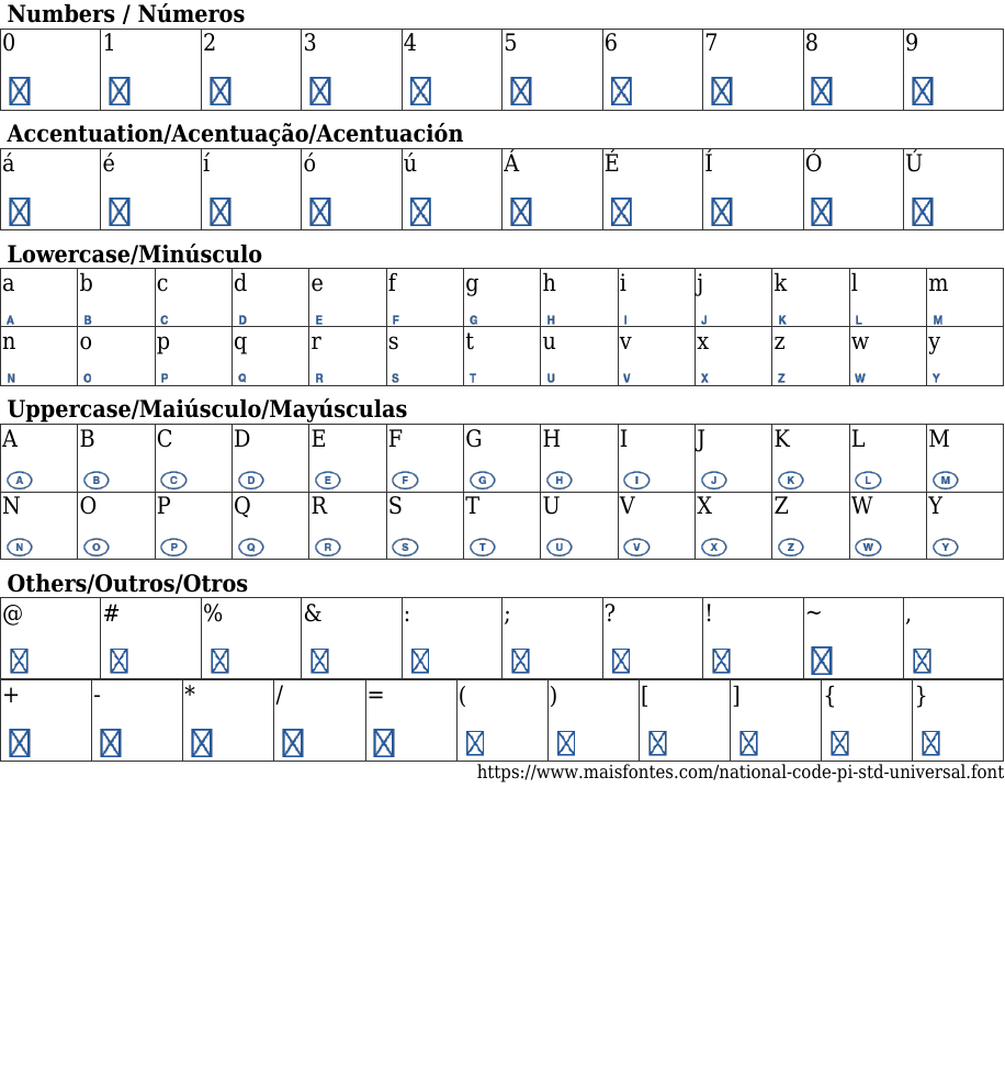 National Codes Pi Std Universal: Free Font Download | MaisFontes