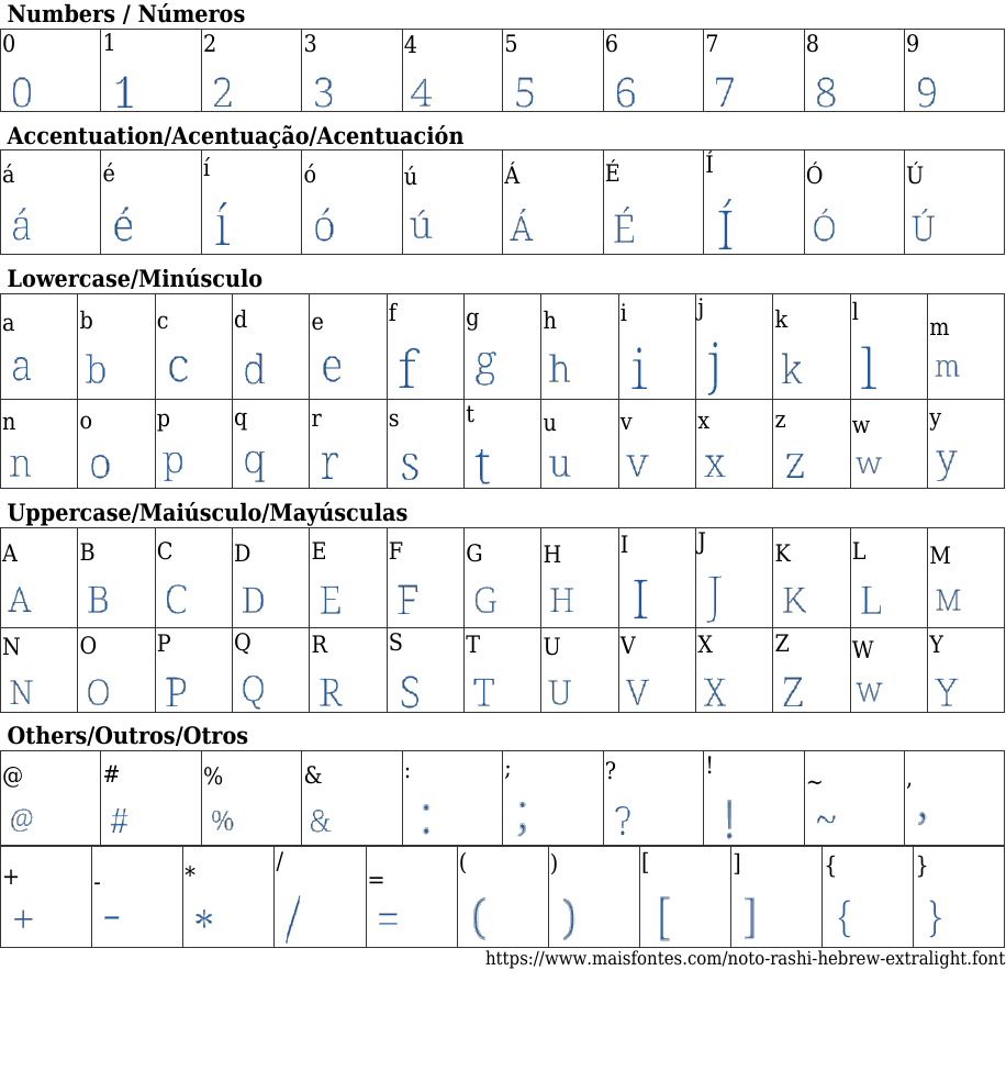 Noto Rashi Hebrew ExtraLight: Free Font Download | MaisFontes