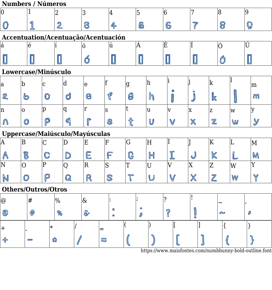 NumbBunny Bold Outline: Free Font Download | MaisFontes