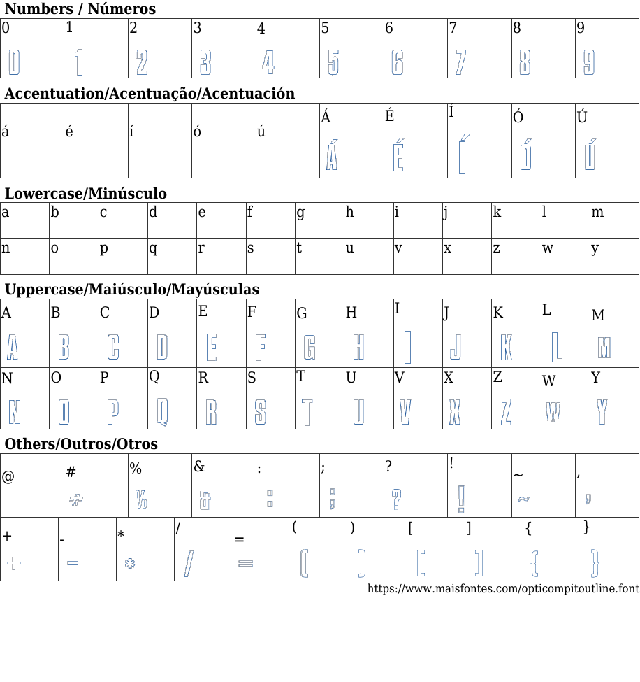 OPTI COMPIT OUTLINE CAPS: Free Font Download | MaisFontes