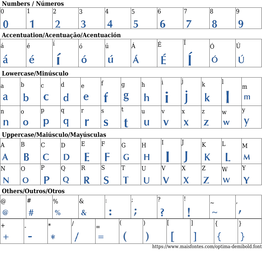 Optima Demi Bold: Free Font Download | MaisFontes