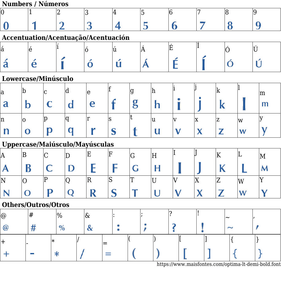 Optima LT Demi Bold Font: Free Download | MaisFontes