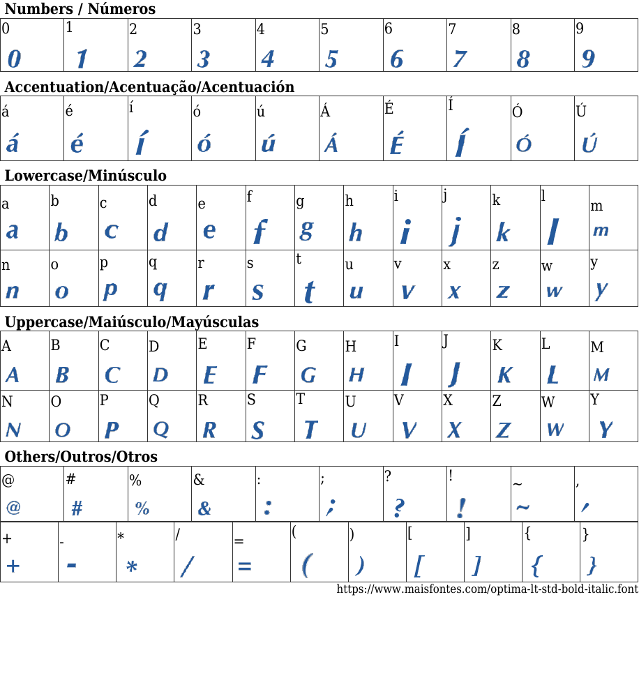 Optima LT Std Bold Italic Font: Free Download | MaisFontes