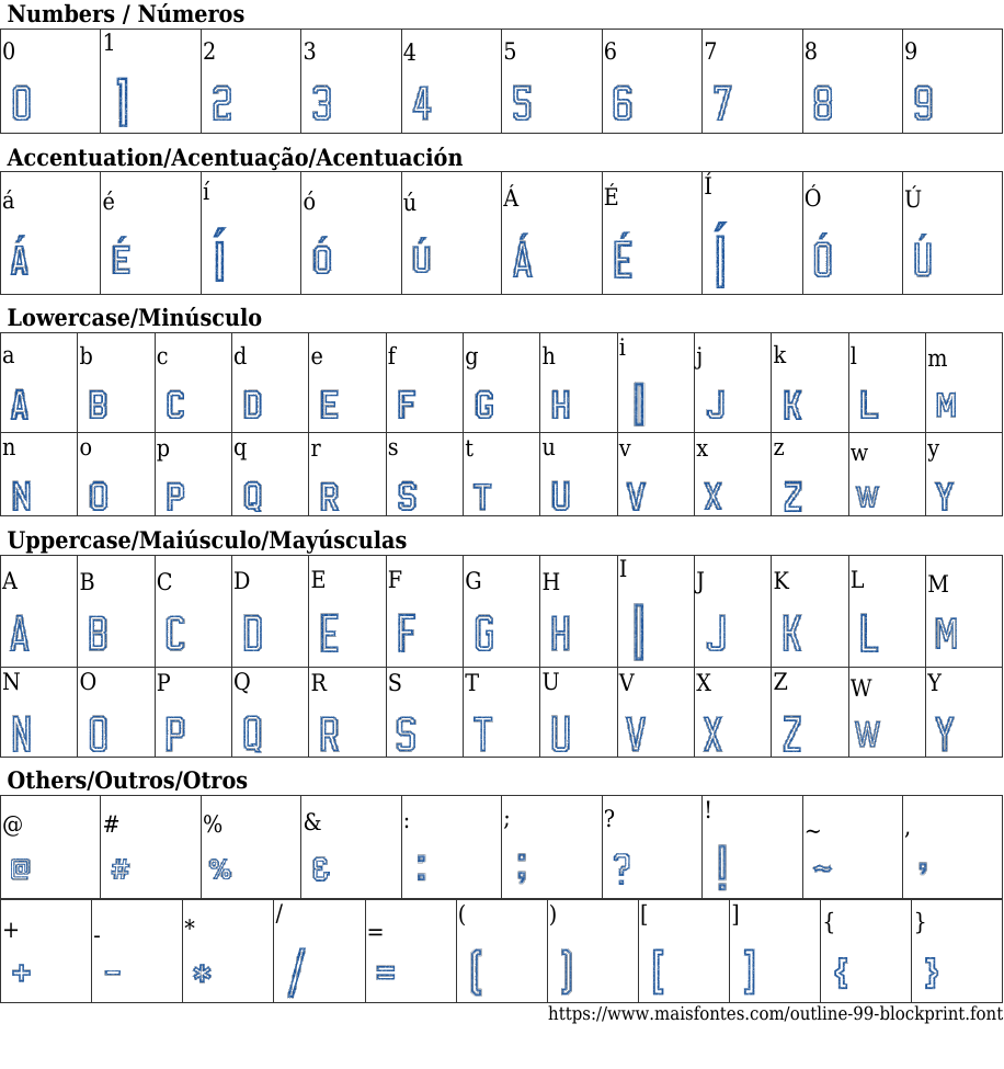 OUTLINE 99 BLOCKPRINT Font: Free Download | MaisFontes