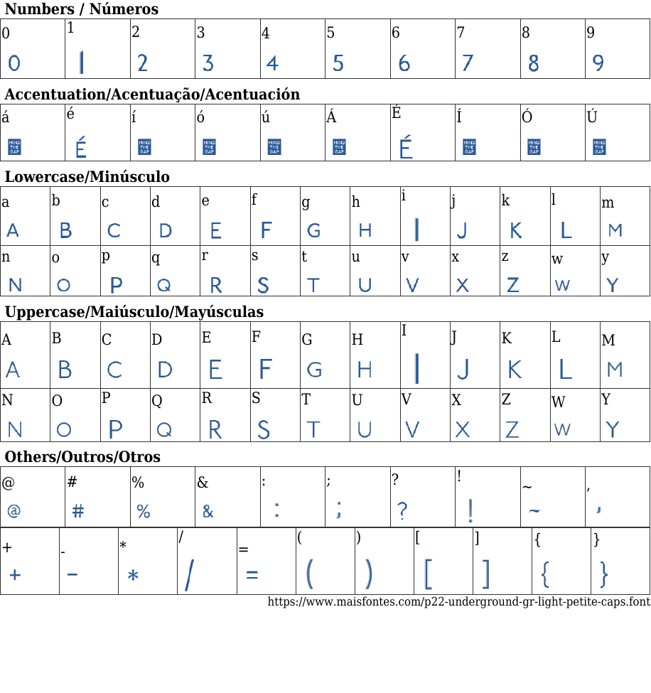 P22 Underground GR Petite Caps Light: Free Font Download | MaisFontes