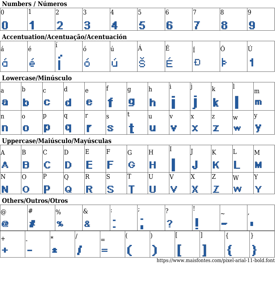 Pixel Arial 11 Bold Font: Free Download | MaisFontes