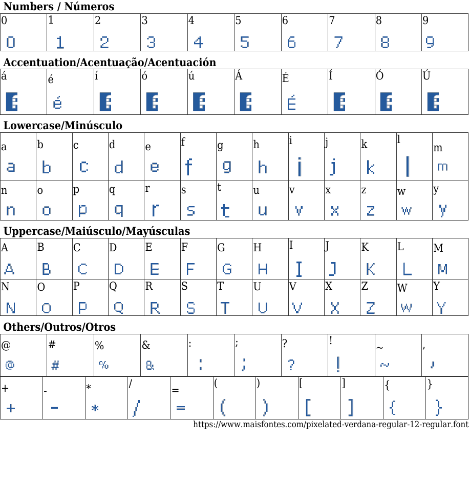 Pixelated verdana regular 12 Regular: Free Font Download | MaisFontes