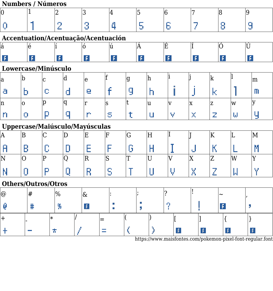 Pokemon Pixel Font Regular Font: Free Download | MaisFontes
