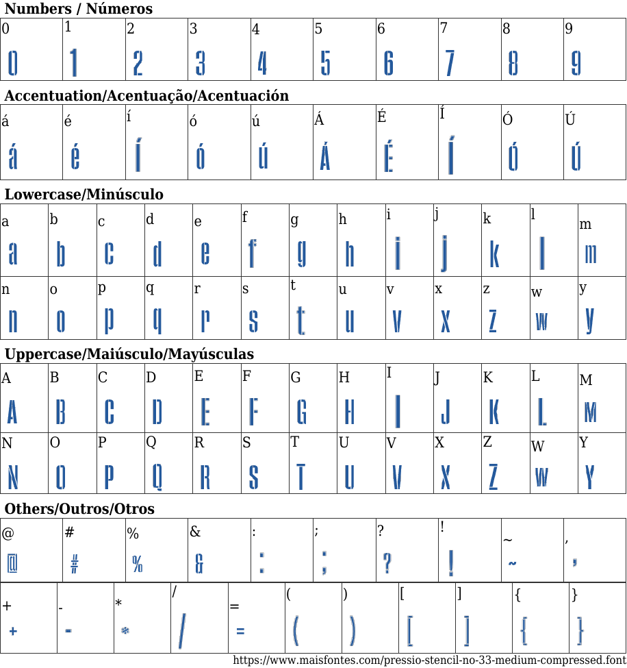 Pressio Stencil No 33 Medium Compressed: Free Font Download | MaisFontes