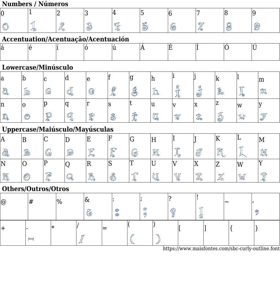 SBC Curly Outline: Free Font Download | MaisFontes