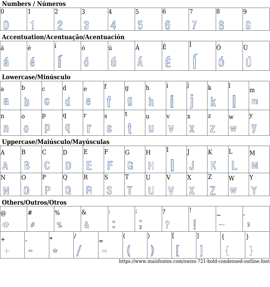 Swiss 721 Condensed Outline Bold Font: Free Download | MaisFontes